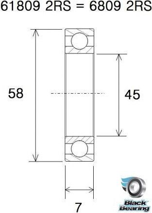 Roulement B5 - BLACKBEARING - 61809-2rs / 6809-2rs | Alltricks.fr